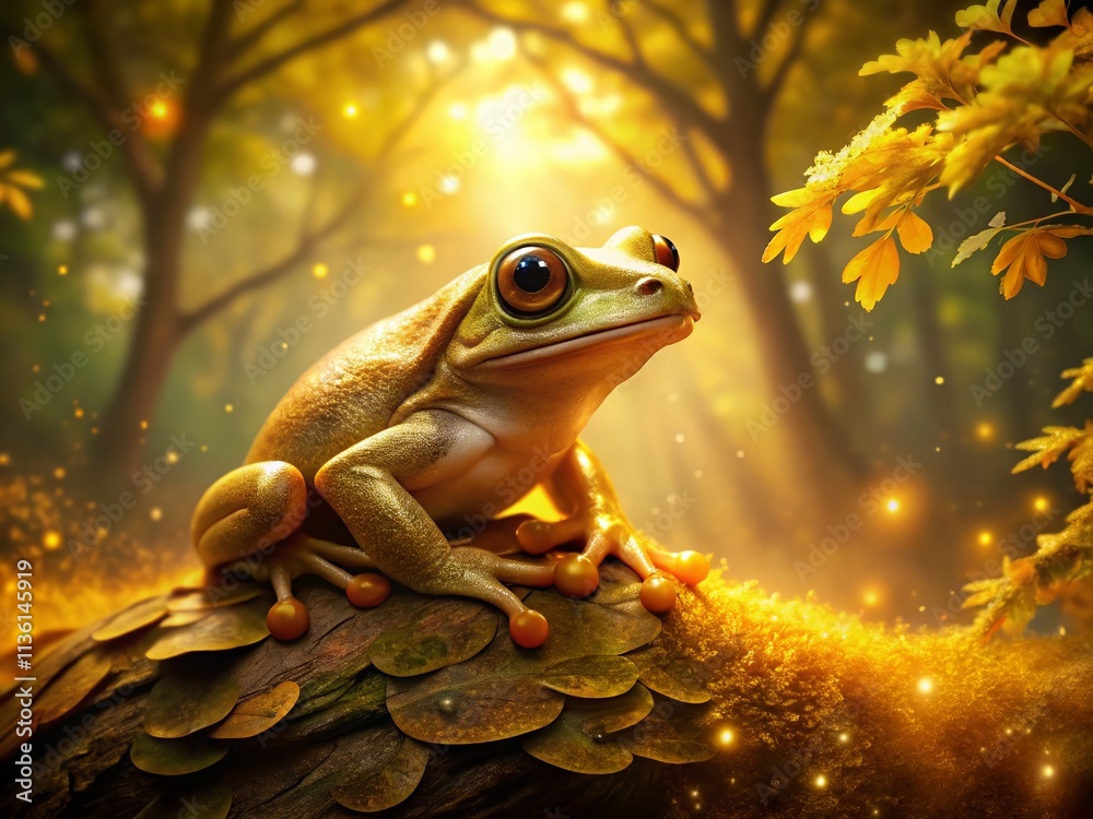 Golden Tree Frog Surreal Photography: Magical Amphibian in a Dreamlike ...