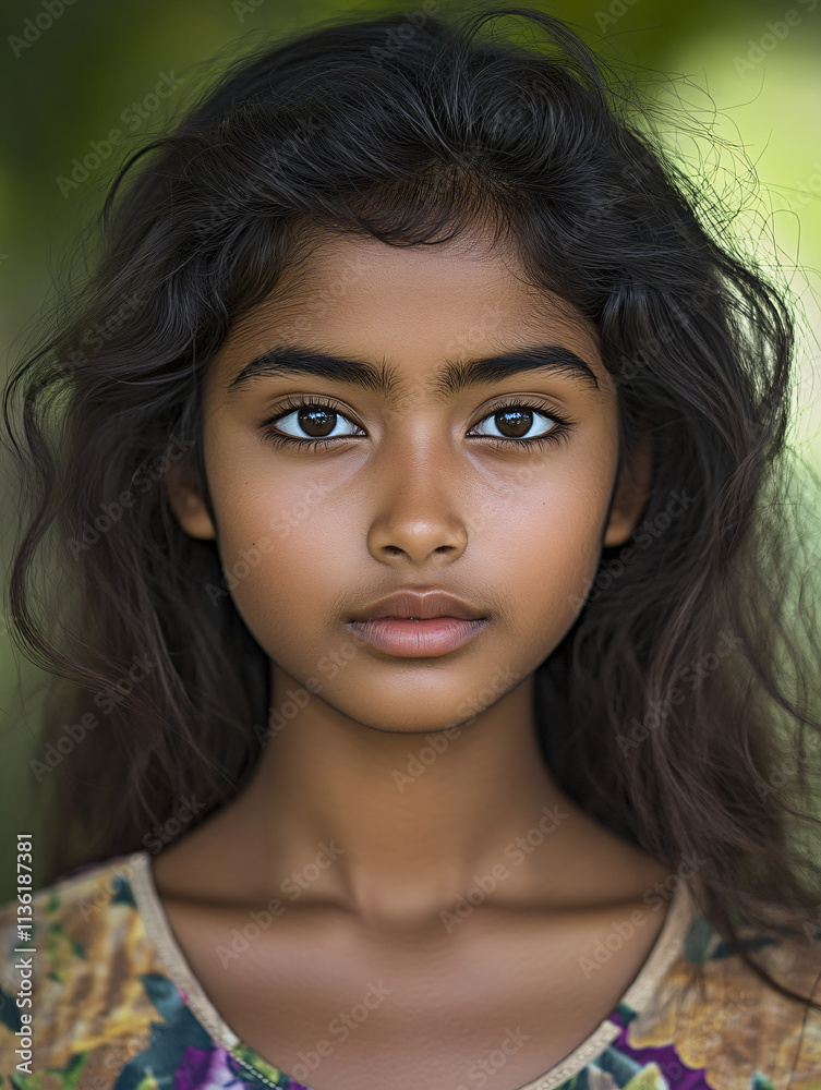 portraits Sri Lankan teenage girls natural beauty, curly hair radiant ...