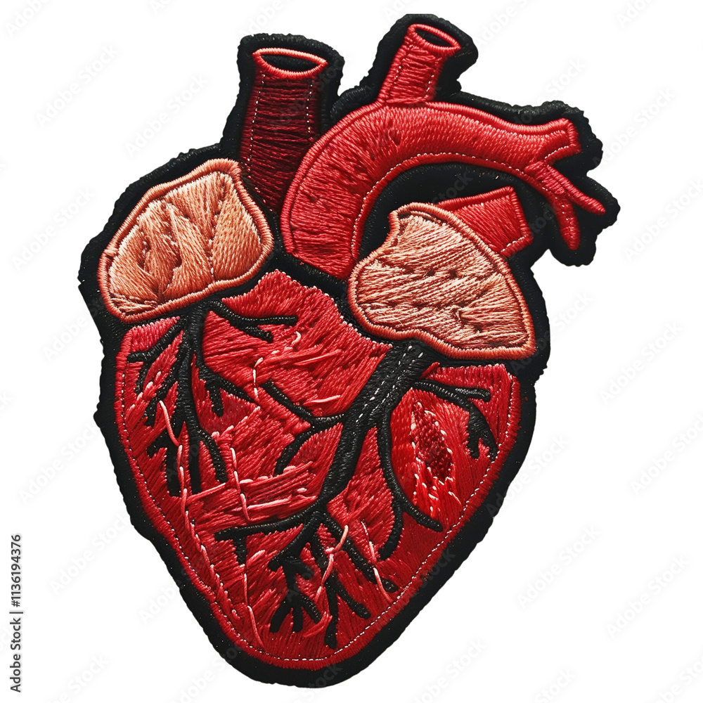 embroidered anatomy of the human heart patches cut out png on transparent background Photos ...