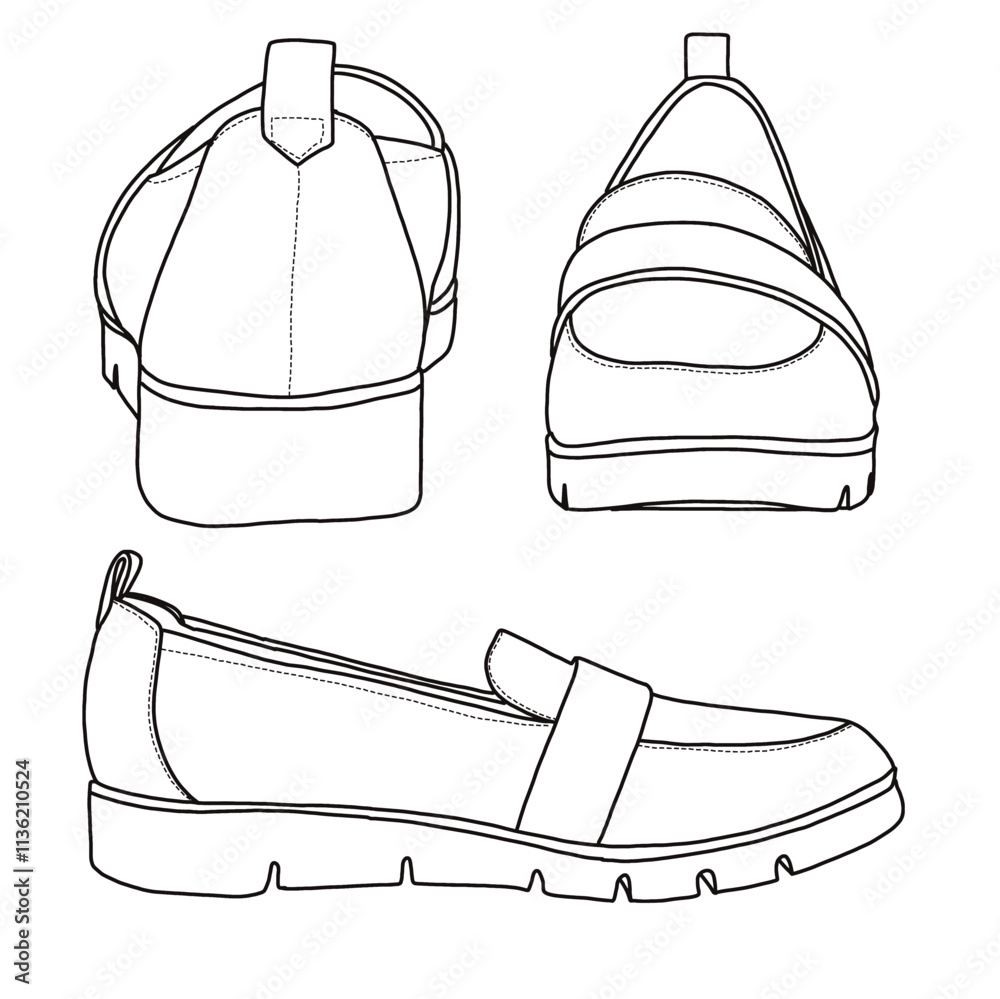 Women's Slip On Loafers with Memory Foam Dress Shoes Line art ...