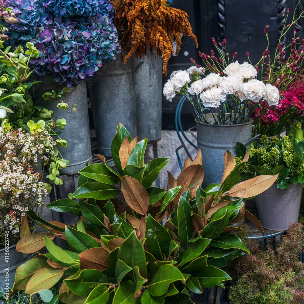 A selection of flowers at the restaurant entrance: sweetbay magnolia ...