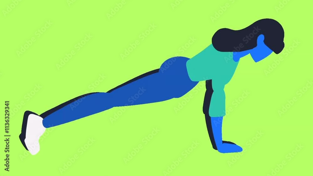 Wideo Stock: 3D female Cartoon Workout, Animation Cartoon Video Green ...