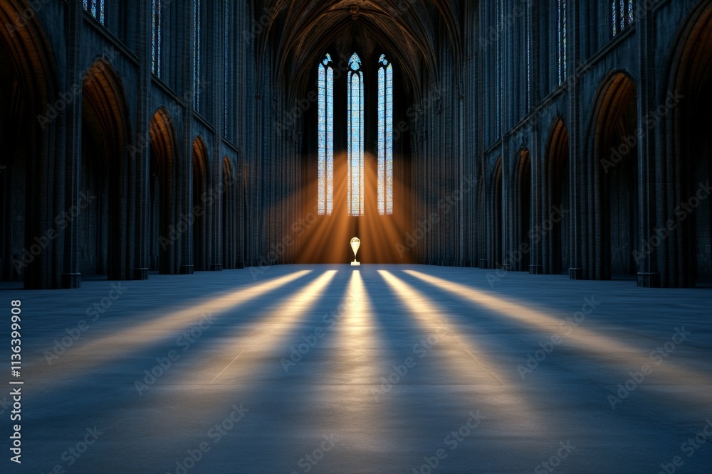 A hauntingly elegant scene of an award ceremony in a grand gothic hall ...