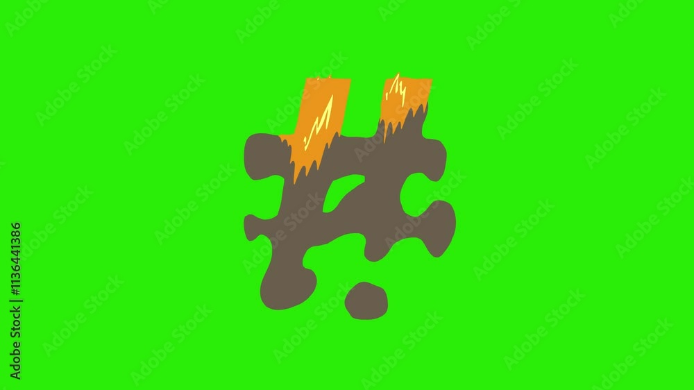 Cartoon Fire Symbol Hash Animation - Flaming Typeface with Dynamic ...