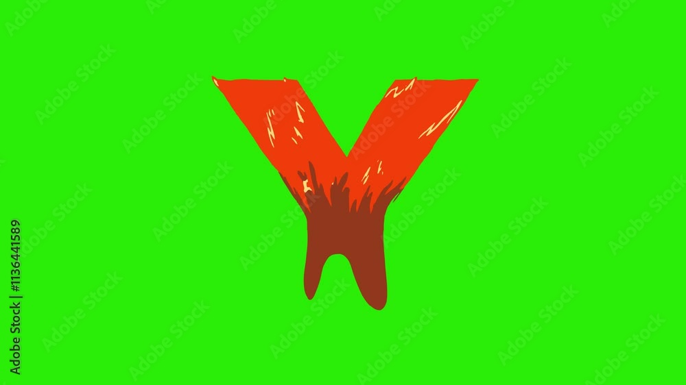 Cartoon Fire Letter 'Y' Animation - Flaming Typeface with Dynamic ...