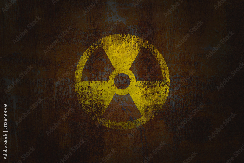 Poster Radioactive sign on old brick wall. Hazard symbol – Wall Art ...