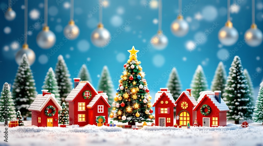 Christmas miniature diorama : Night in a Snowy Village, Santa Claus and ...