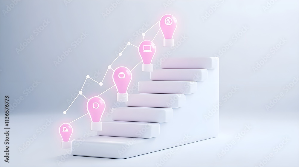 Step-by-step success path, showing key stages of a business journey, 3D ...