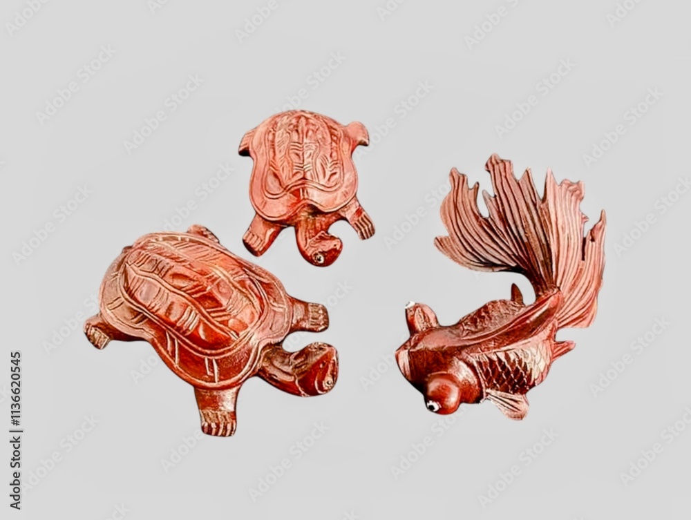 Foto de The white background in picture is a wood carving of two ...