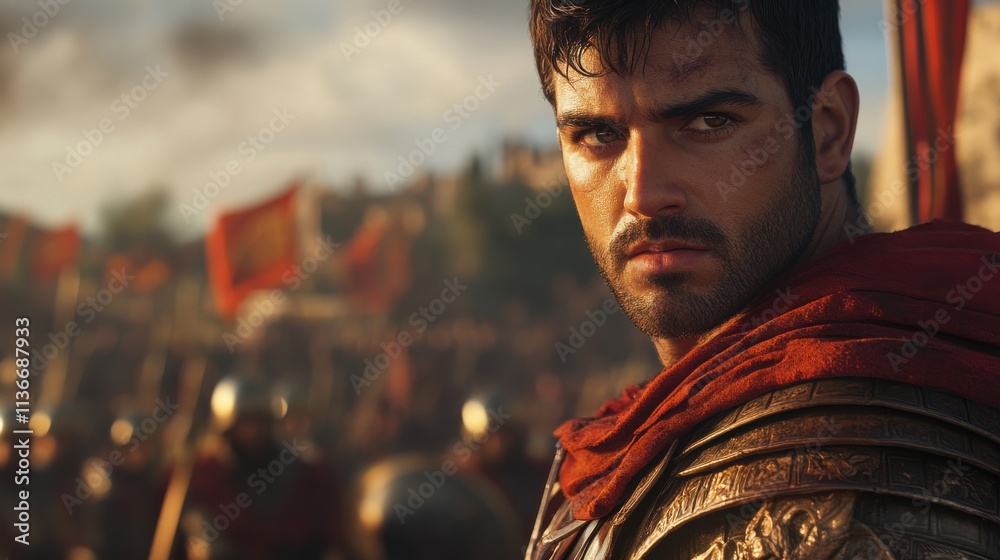 Epic battle unfolds as a fierce warrior stands resolute against a ...