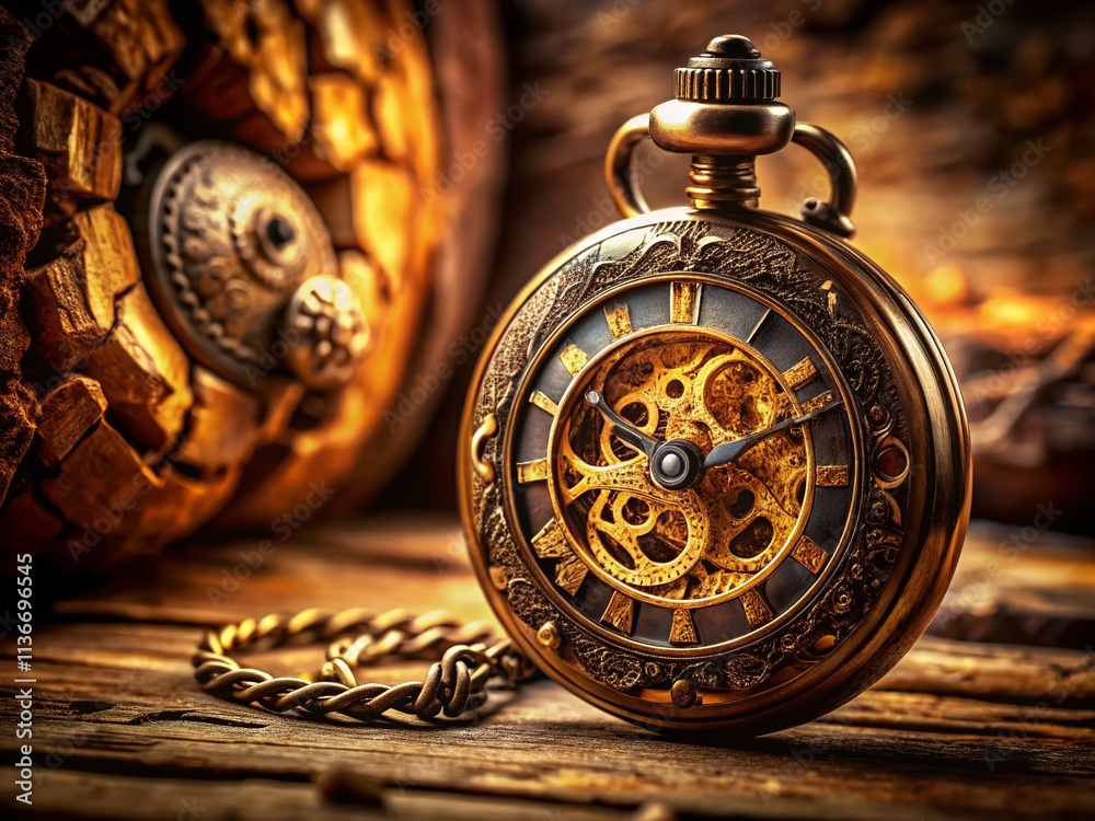 Vintage Pocket Watch Tilt-Shift Photography: Rustic Timepiece, Cogs ...