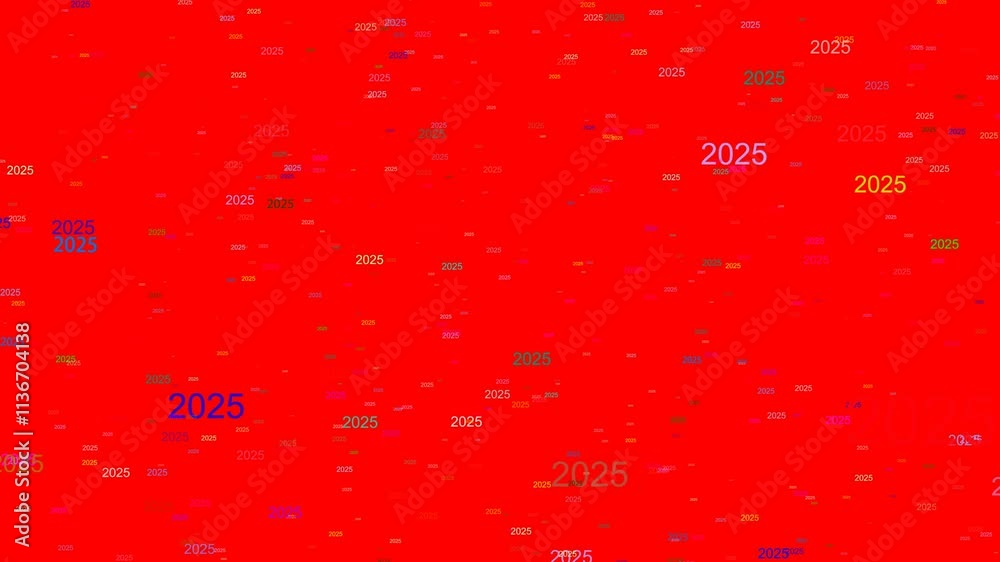 2025 year flying through elements with red background. 2025 (MMXXV ...