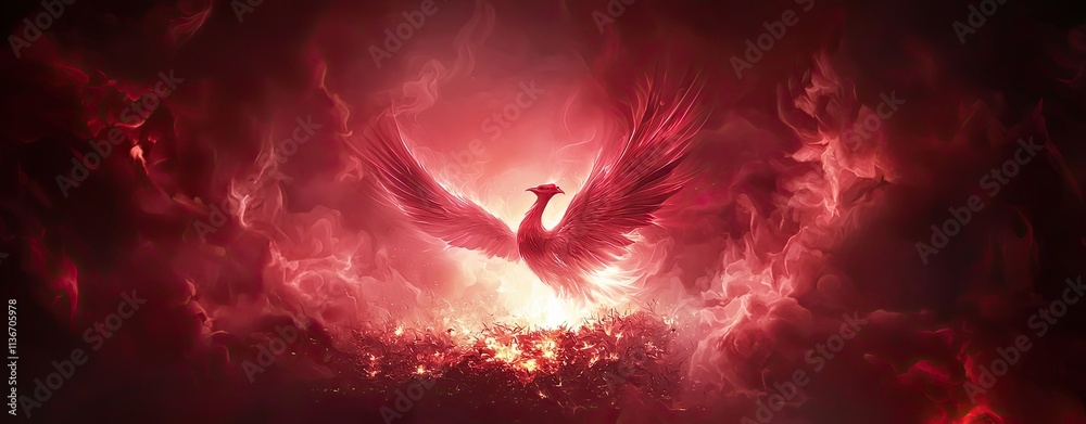 Iconography phoenix emerging ashes surround Rising Phoenix Silhouette ...