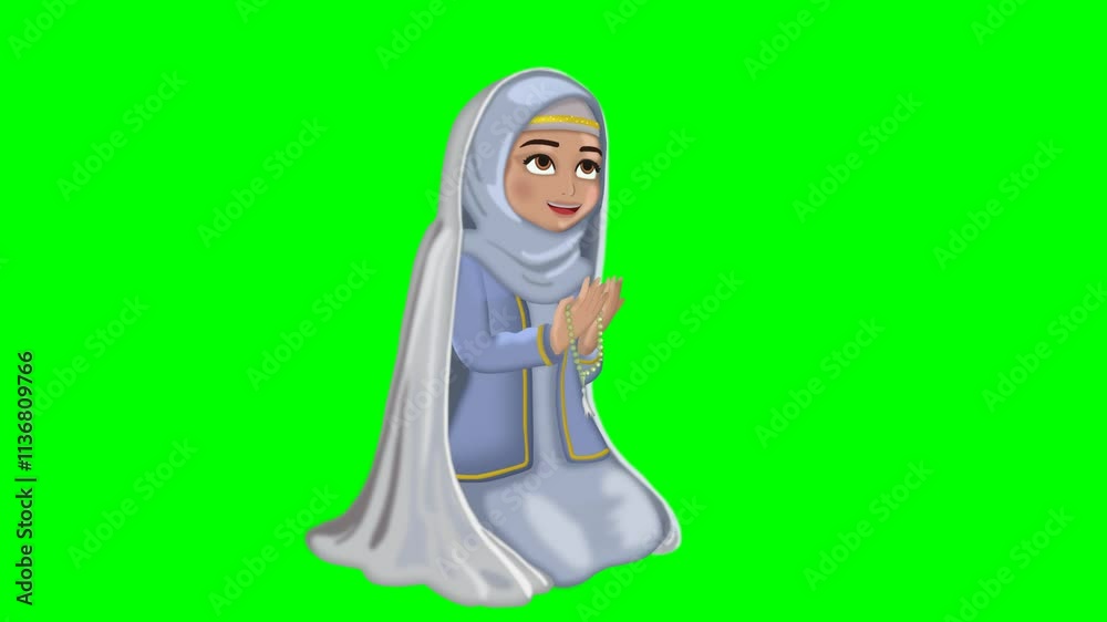 2d animated cartoon character of A veiled woman wearing an Islamic ...