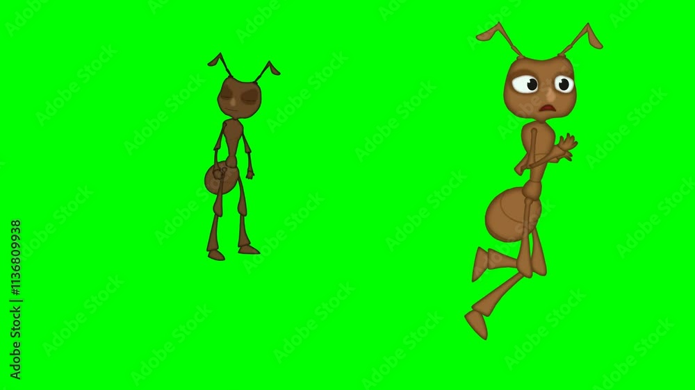 2d animated cartoon character of Crowd of brown ants running from left ...