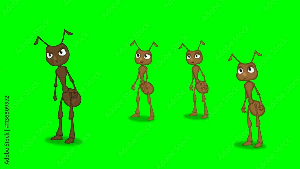 2d animated cartoon character of A crowd of ants that stand and protest ...