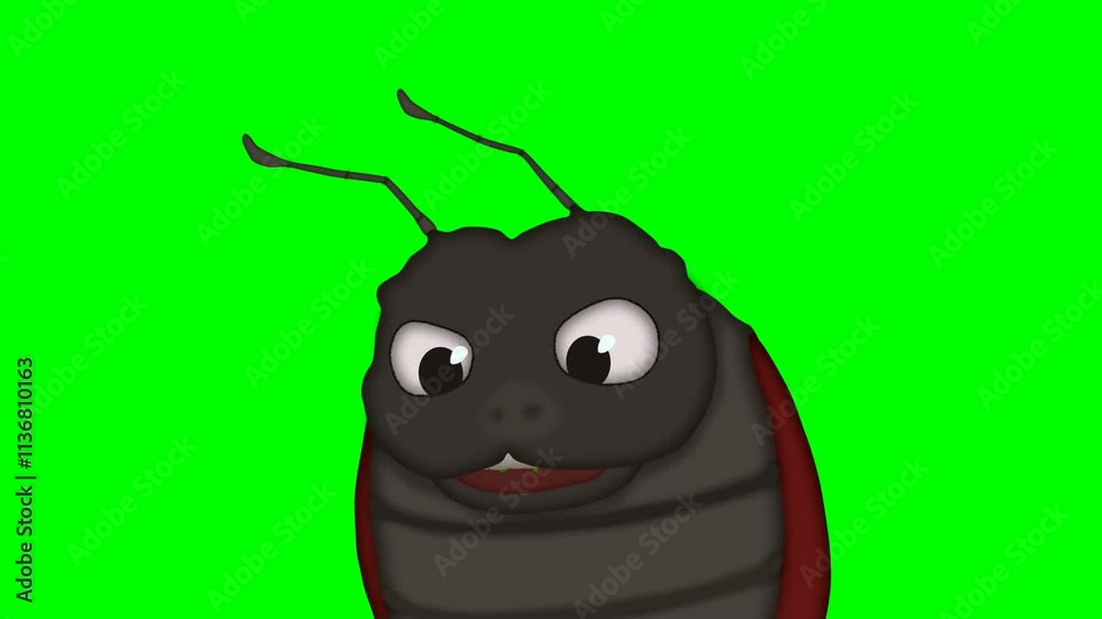 2d animated cartoon character of A giant ladybug insect from the front ...