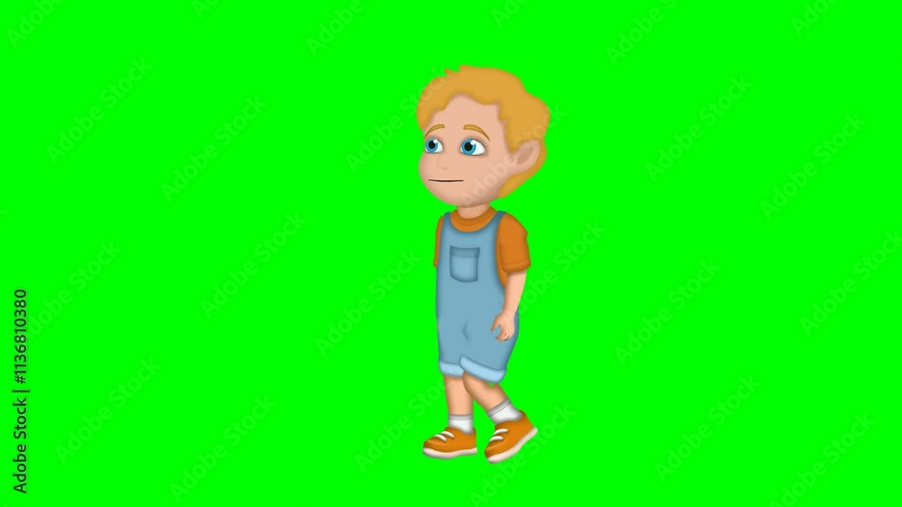 2d animated cartoon character of A little boy child walking cycle and ...