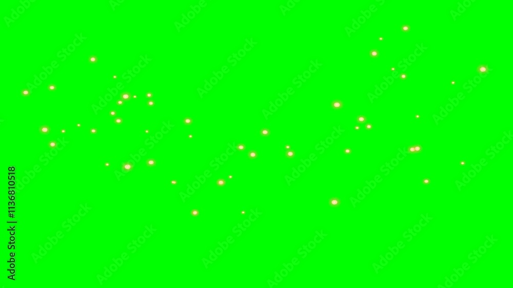 2d animated cartoon character of Golden and yellow fireflies moving and ...