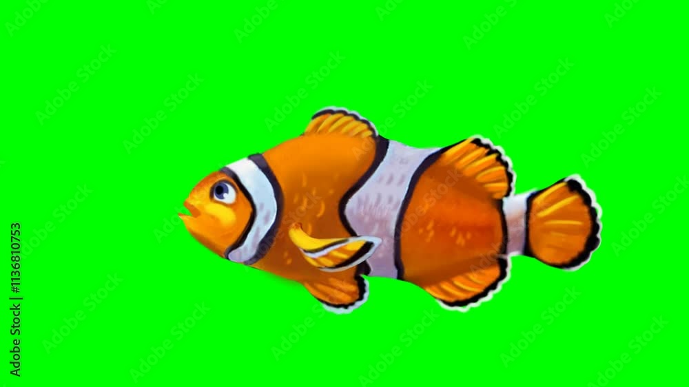 2d animated cartoon character of Beautiful orange fish swimming ...