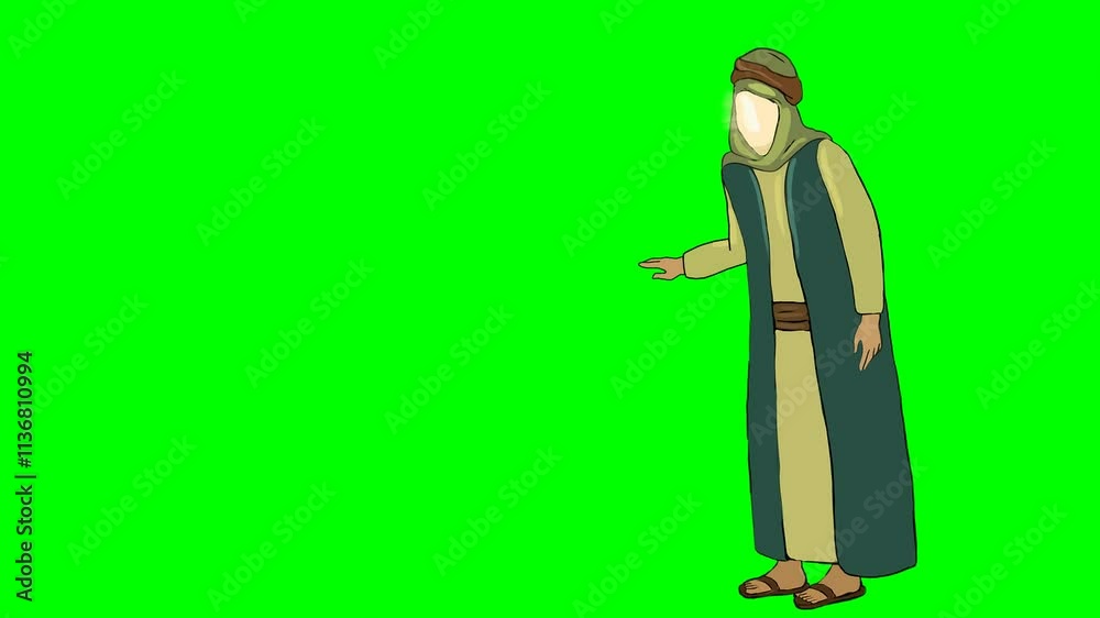 Vídeo do Stock: 2d animated cartoon character of An Imam with a radiant ...