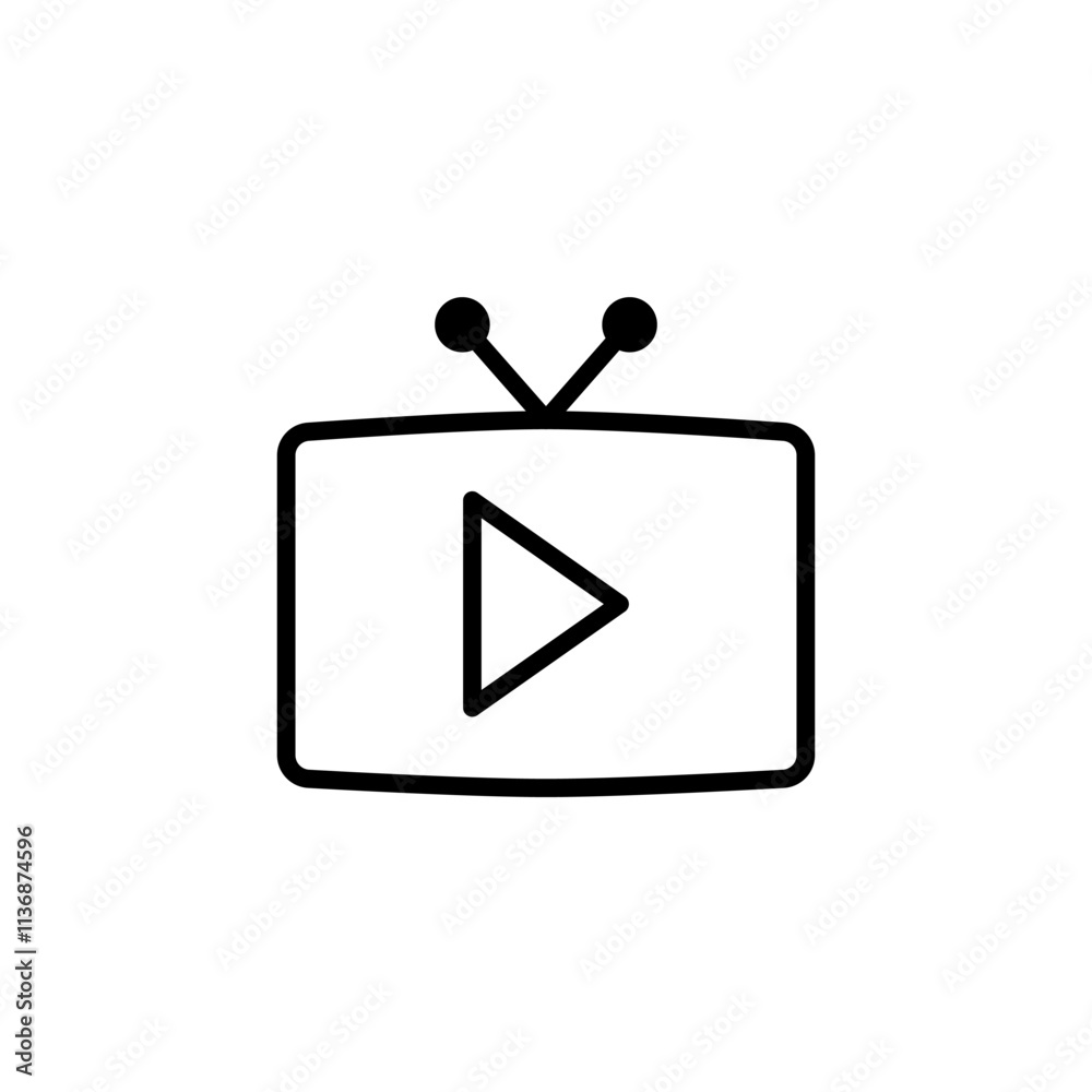 video playback icon, live broadcast, simple flat style, symbol vector ...