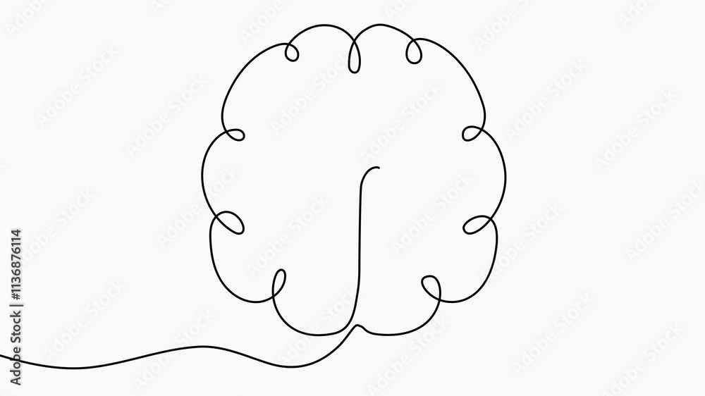 Light bulb inside human brain continuous line art drawing video. Wisdom ...