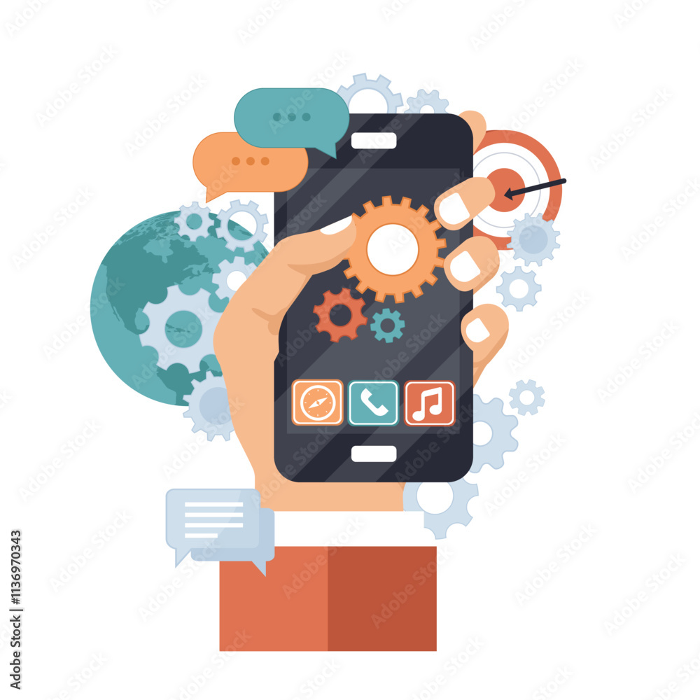 Application development icon. Concept to building successful business ...