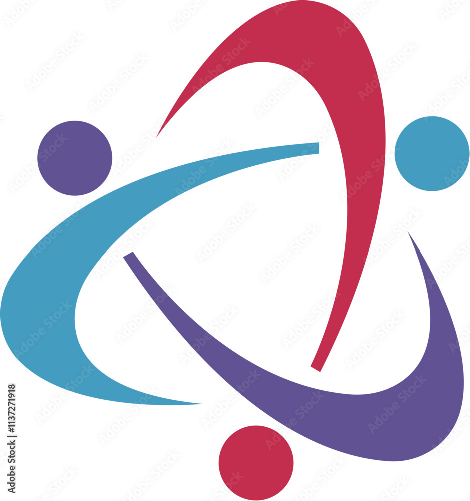 Community logo icon design with colorful people in a circular shape ...