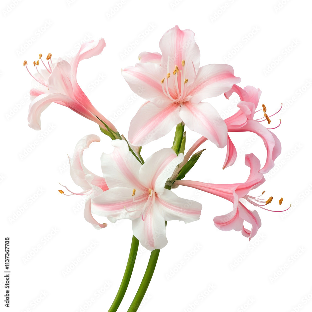 Elegant Nerine flowers displayed on a flat transparent background ...