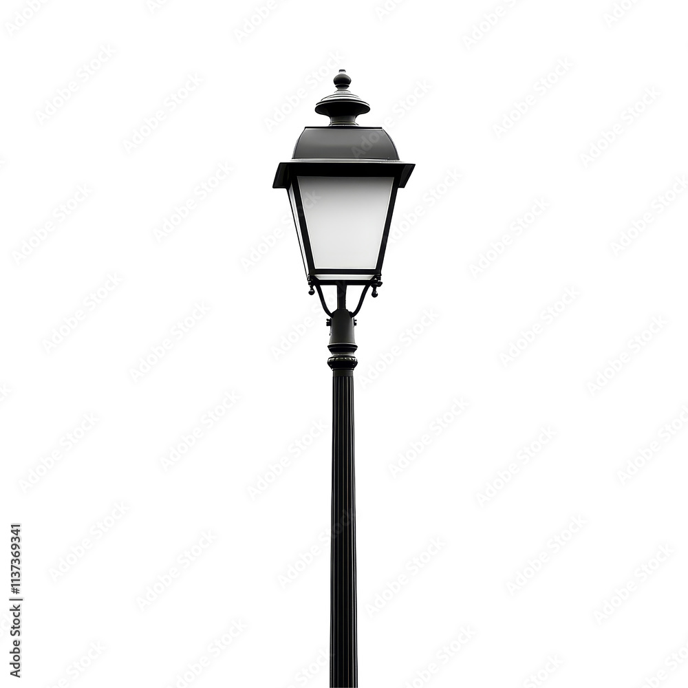 Elegant street lamp on a transparent background illuminating urban ...