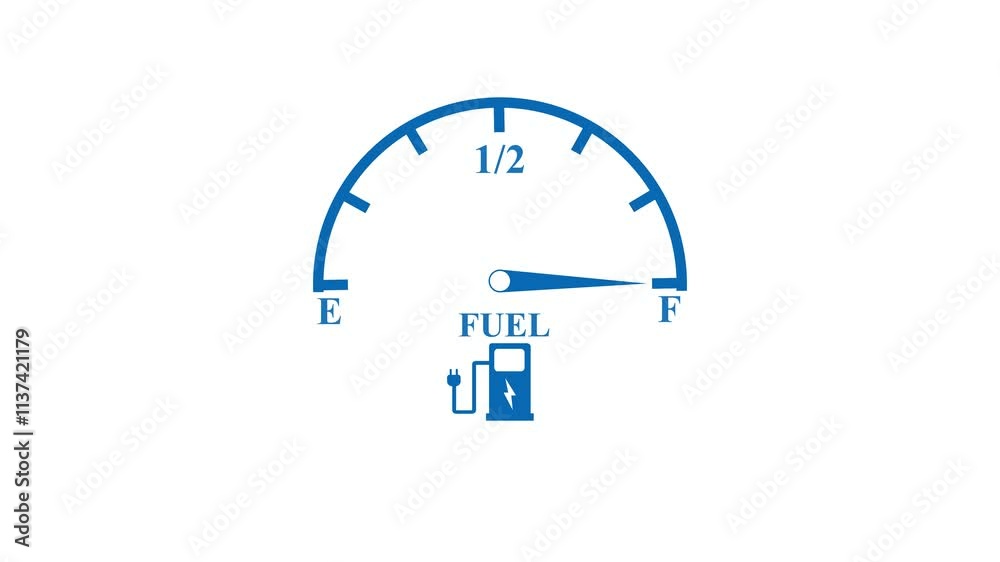 Fuel Meter Dashboard, fuel level indicator with arrow flashing low fuel ...