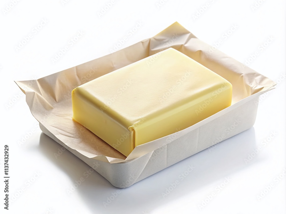 Butter Wrap Box Packaging, Isolated White Background, Product ...