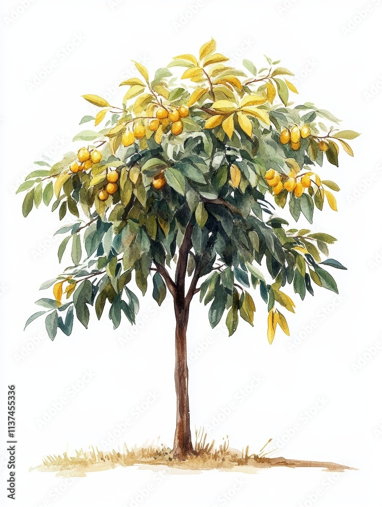 Watercolor illustration of Ailanthus altissima, Tree of heaven ...