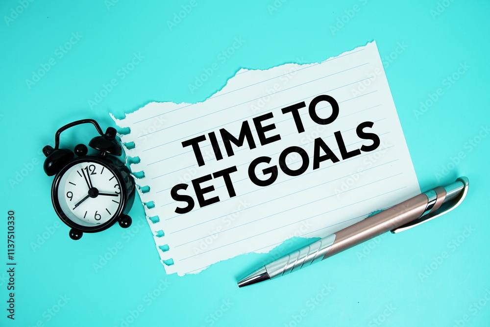 Time To Set Goals text motivational and inspiration quote with alarm ...