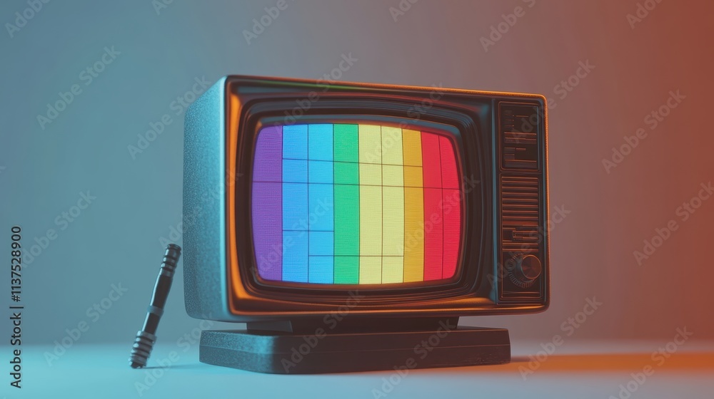 Retro tv with no signal message,vintage style tv with antenna, test ...