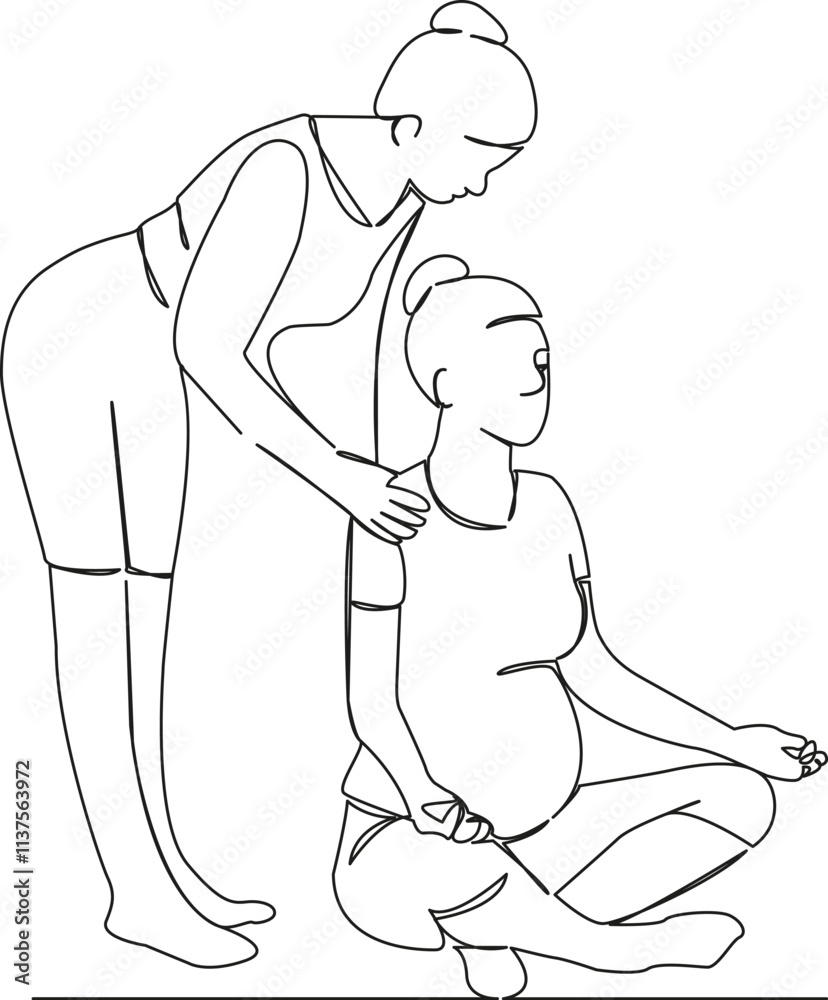 One continuous single drawing line art flat doodle Yoga instructor ...