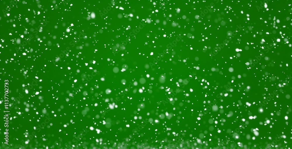 Snowfall overlay on a green screen background. Winter softly snow ...
