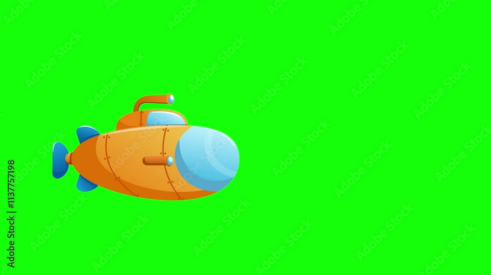 Cartoon submarine on green screen background. submarine animation video ...