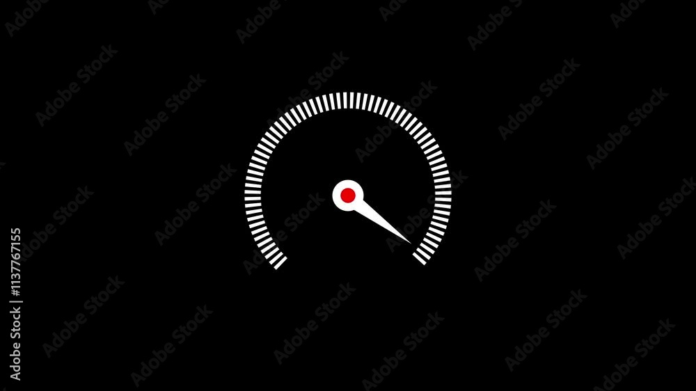Speed miter icon animated on a black background. Energy or Fuel Level ...