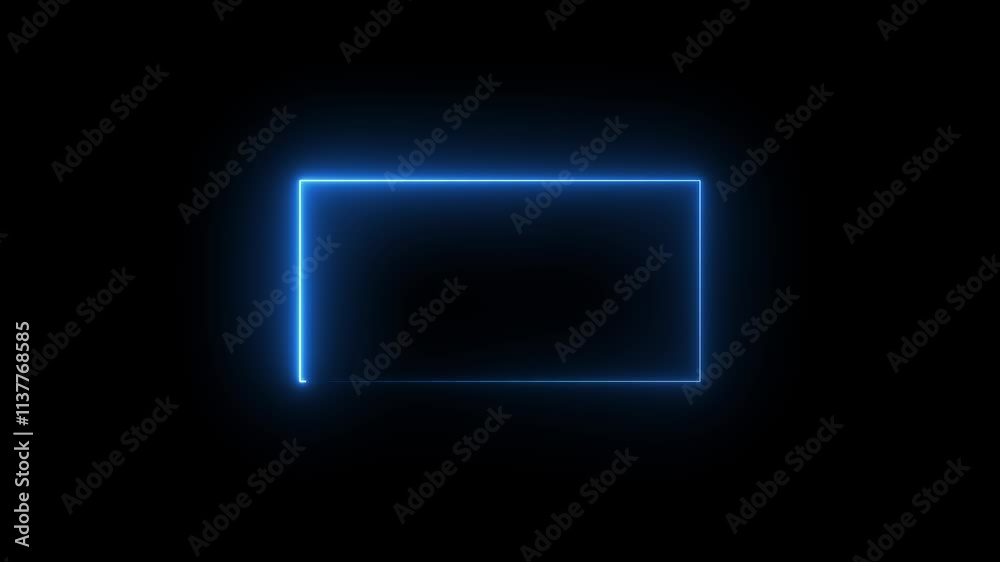 Rectangle frame neon light turn on and turn off motion graphic on ...