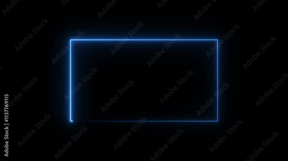 Rectangle frame neon light turn on and turn off motion graphic on ...