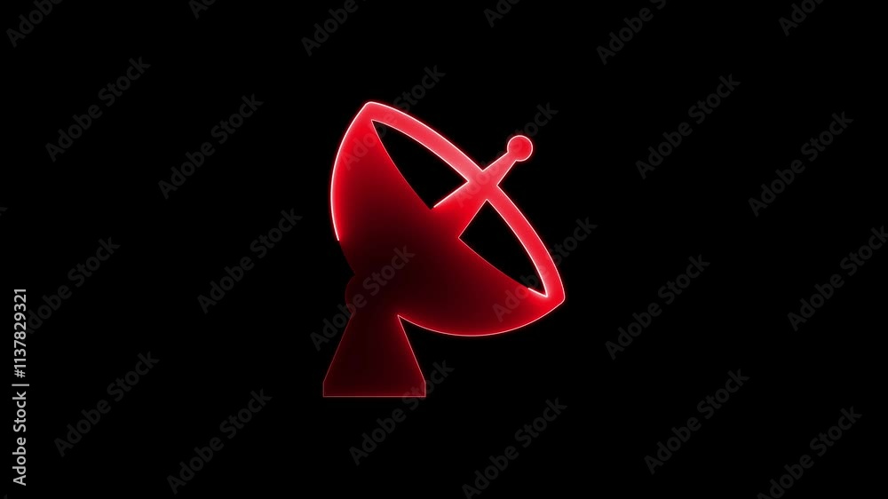 Parabolic antenna transmitter icon in line style. Parabolic receiver ...