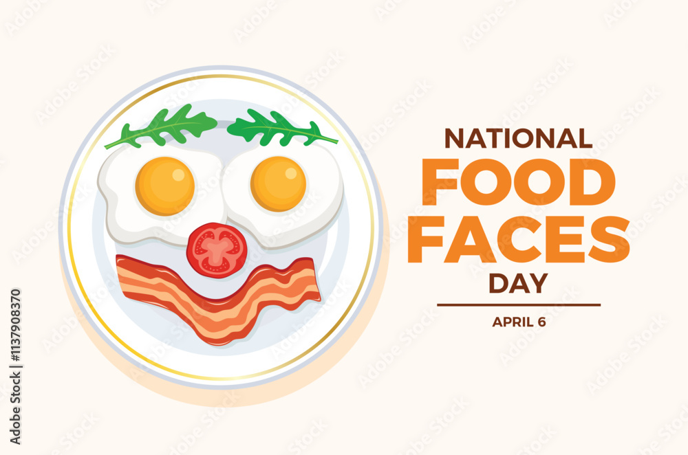 National Food Faces Day poster vector illustration. Fried eggs and ...
