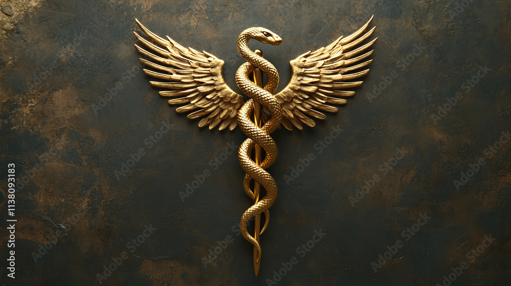 Caduceus medical symbol or symbol for commerce featuring intertwined ...