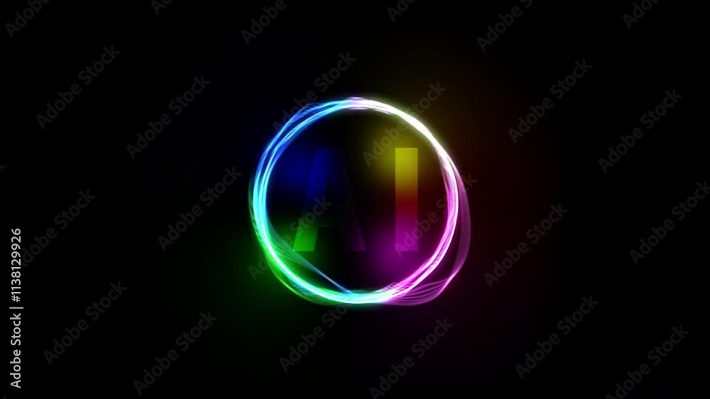 Dynamic circular waveform animation featuring vibrant rainbow colors ...