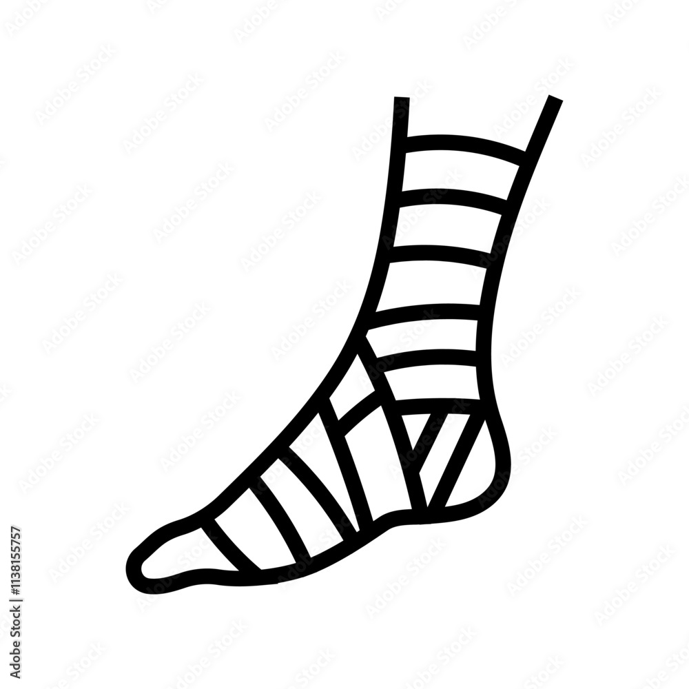 bandaged foot fracture injury line icon vector. bandaged foot fracture ...