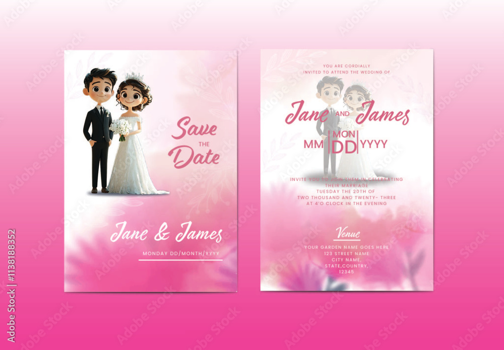 Fully editable, Christian Wedding Invitation Card Design with 3D Render ...