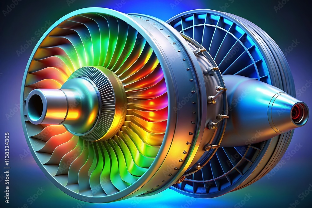 Jet Engine FEA Analysis 3D Rendering: High-Resolution Product ...