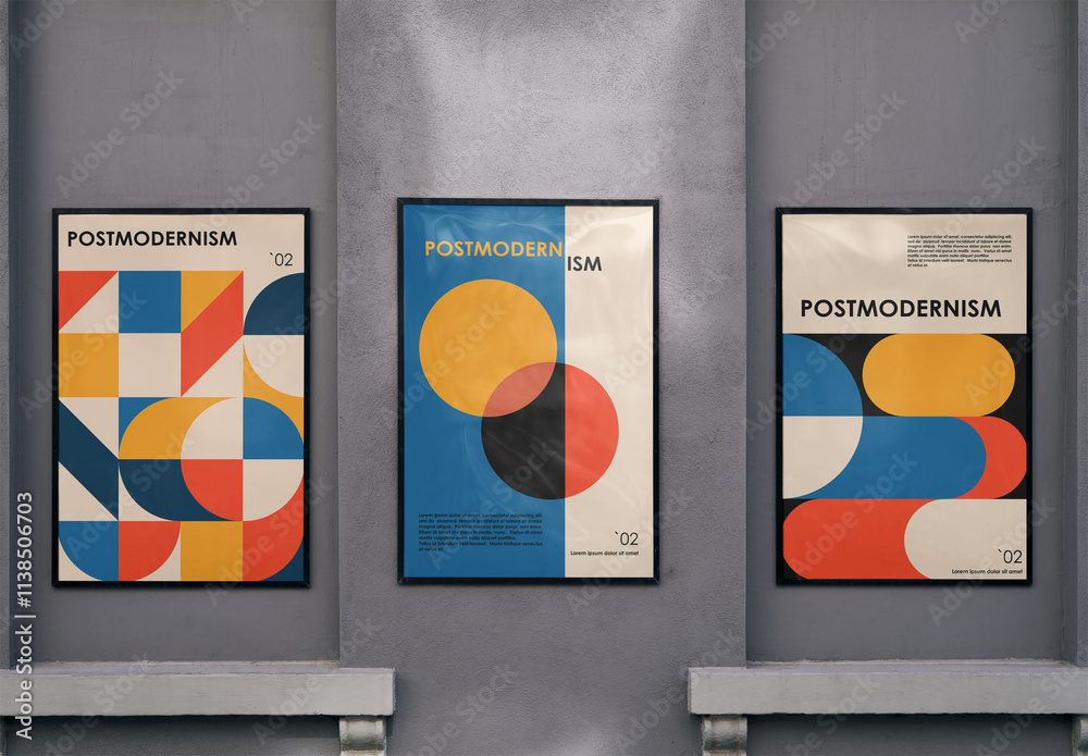 Mockup Of Three Vertical Customizable Posters Stock Template | Adobe Stock